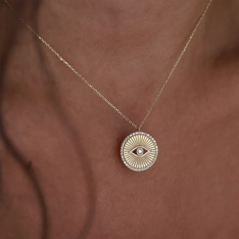 Diamond Medallion Eye Necklace – Misoa Jewelry